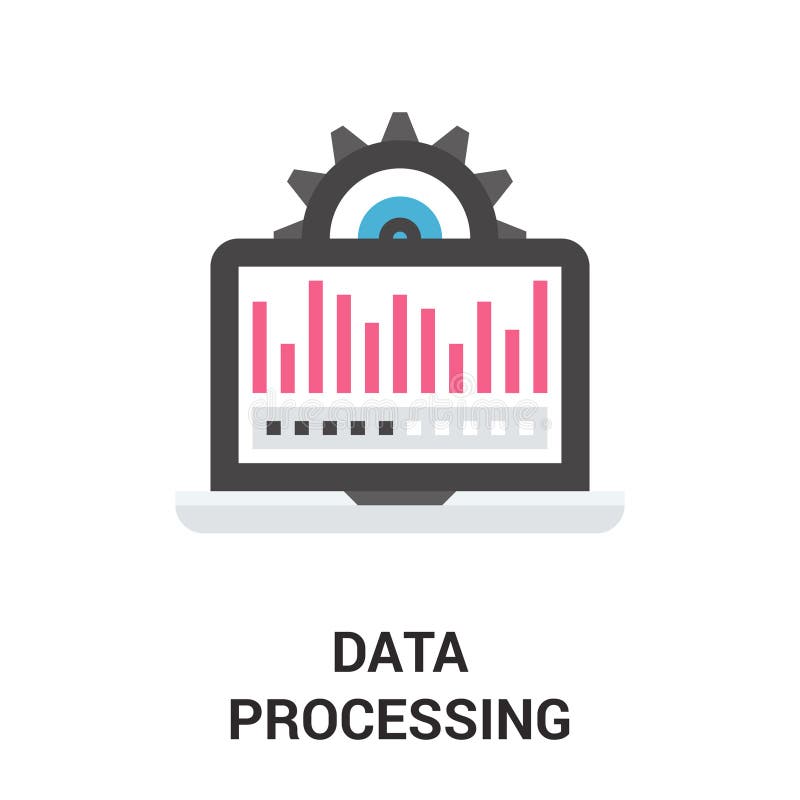 Data Processing Flat Icon Design Concept Stock Vector - Illustration of technology, chart: 364378642