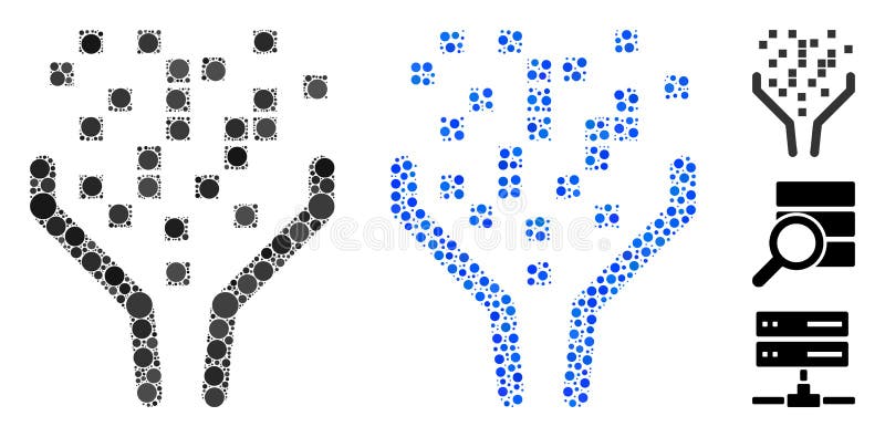Data Processing Funnel Mosaic Icon of Round Dots Stock Vector ...