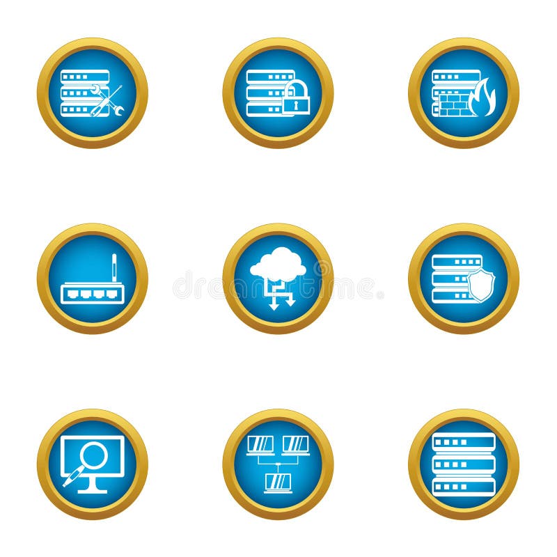 Data Processing Icons Set, Flat Style Stock Vector - Illustration of ...