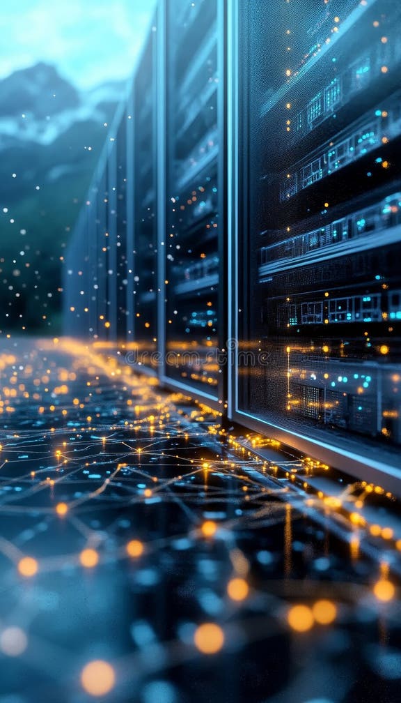 Data Processing Illustration Concept Featuring Server Stacks, Computer ...