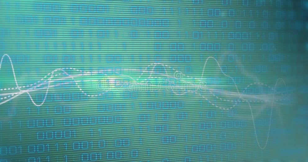 Data Processing Image with Fluctuating Graphs Over Binary Code Background Stock Illustration ...