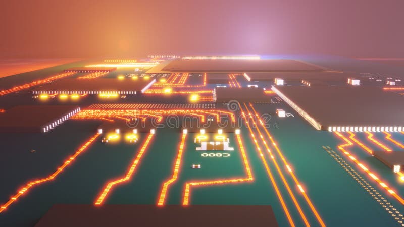 Data Processing by Integrated Circuit, View of Computer Interior Stock ...