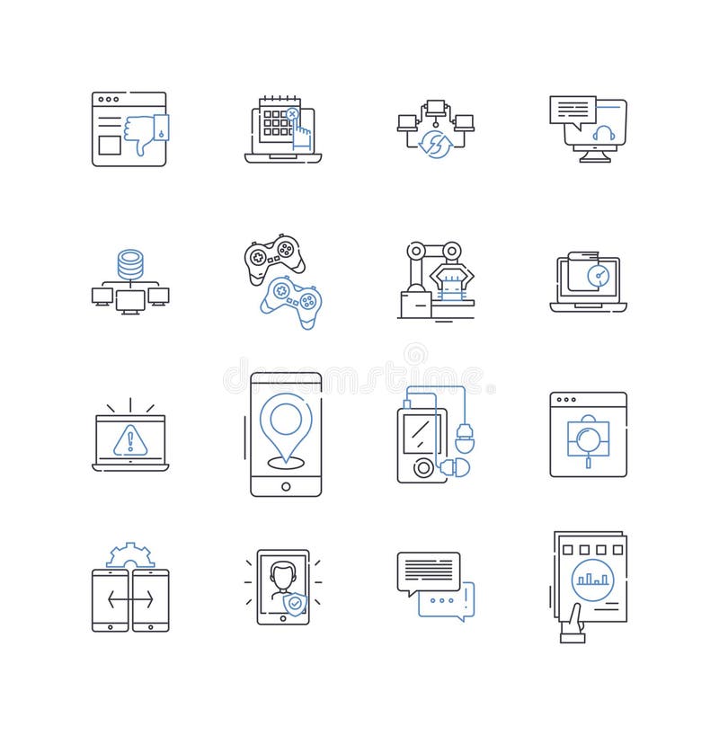 Data Processing Line Icons Collection Analytics Encoding Etl Parsing Scrubbing Filtering