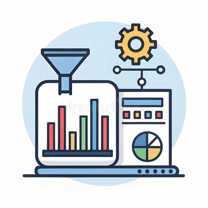 Data Processing Machine Illustration Stock Illustration - Illustration ...