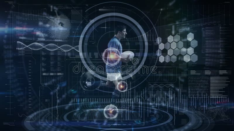 Data Processing of Male Rugby Player Running Stock Video - Video of ...