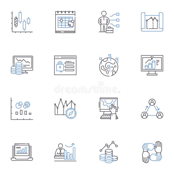Data Processing Line Icons Collection. Analytics, Algorithms, Automation, Binary, Big Data ...
