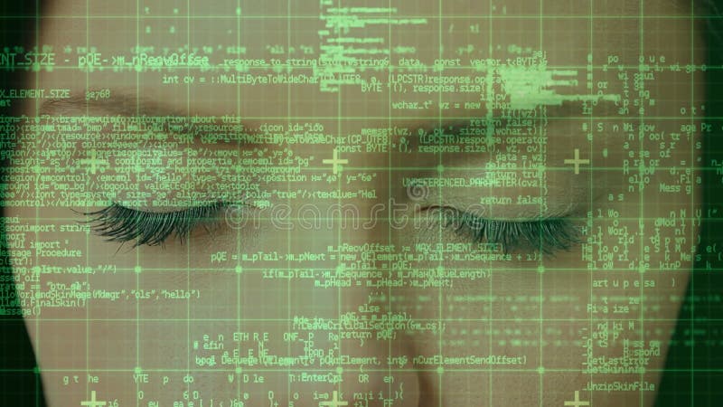 Data Processing Over Grid Network Against Close Up View of Female Eyes ...