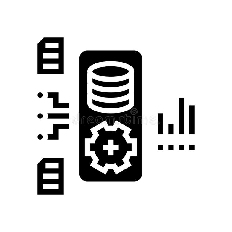 Data Processing Pipeline Ai Integration Glyph Icon Vector Illustration ...