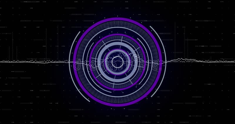 Data Processing and Purple Data Loading Icon on Black Background Stock ...