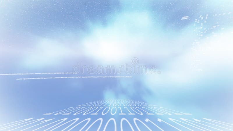 Data Processing And String Of Binary Coding Over Clouds In Background