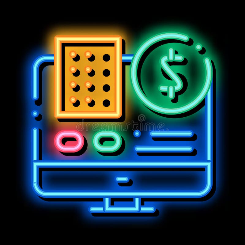 Data Processor Computer Betting and Gambling Neon Glow Icon ...
