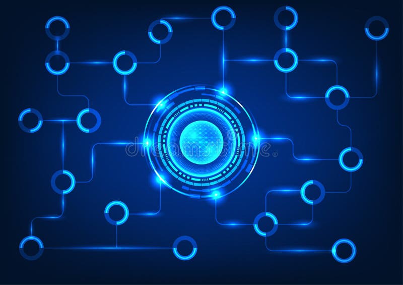 Data Processor Technology with Technology Circle with Connection ...