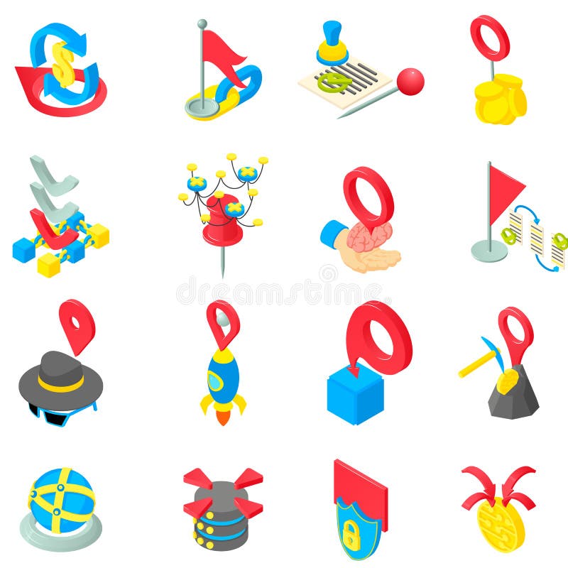 Abduction of Data Icons Set, Cartoon Style Stock Vector - Illustration ...