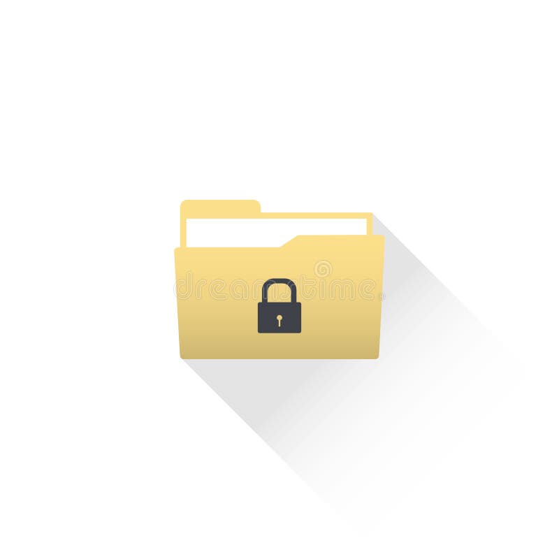 Data Protected Computer Folder Icon with Files and Lock Key. Stock ...
