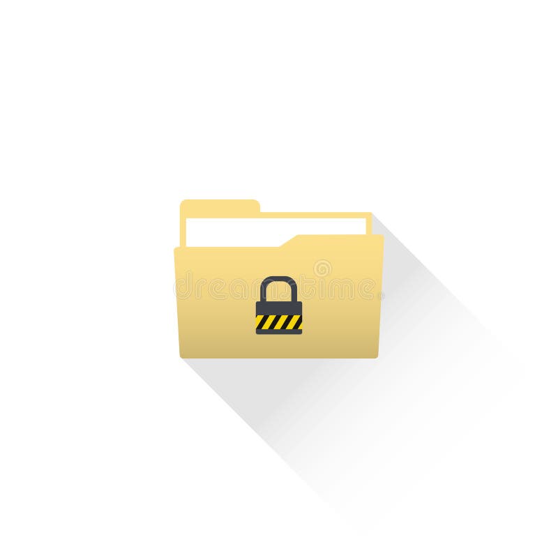 Data Protected Computer Folder Icon with Files and Lock Key. Stock ...