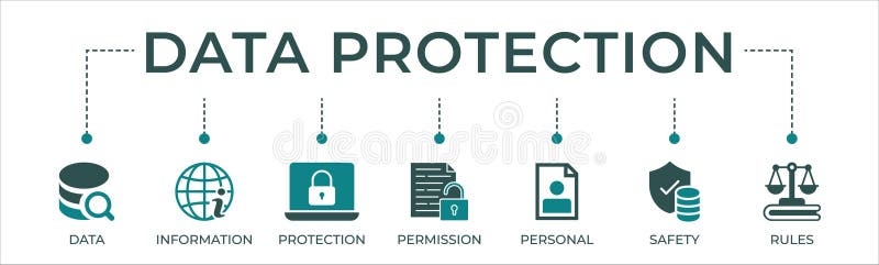 Data Protection Banner Website Icon Vector Illustration Concept with ...