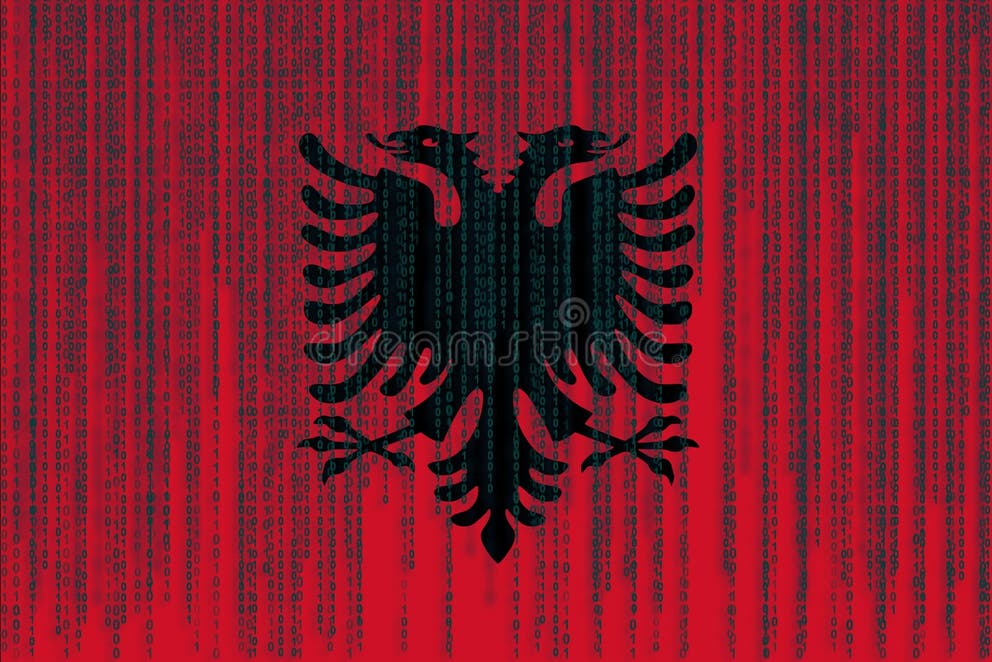 Data Protection Albania Flag. Albania Flag with Binary Code Stock ...