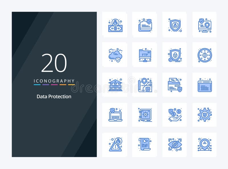20 Data Protection Blue Color Icon for Presentation Stock Vector ...