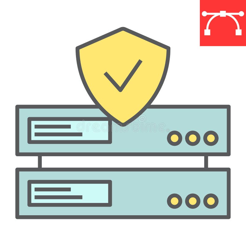 Data Protection Color Line Icon Stock Vector - Illustration of system ...