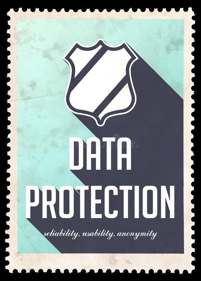 Data Protection Concept on Blue in Flat Design. Stock Illustration ...
