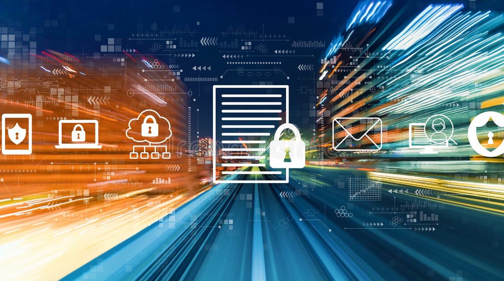 Data Protection Concept with High Speed Motion Blur Stock Image - Image ...