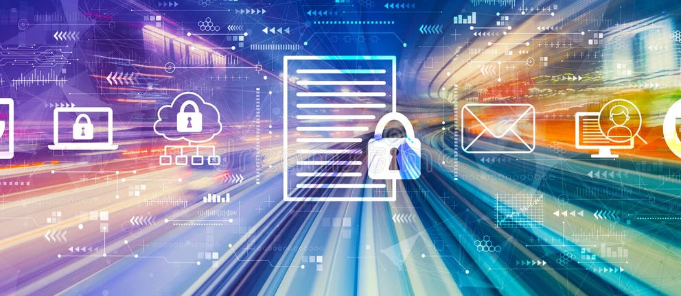 Data Protection Concept with High Speed Motion Blur Stock Photo - Image ...