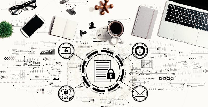 Data Protection Concept with a Laptop Computer Stock Photo - Image of ...