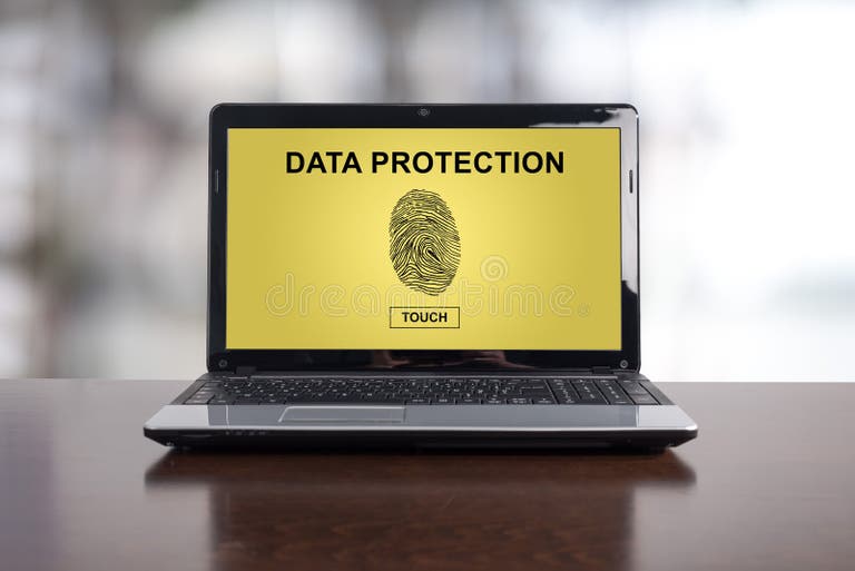 Data Protection Concept on a Laptop Stock Photo - Image of monitor ...