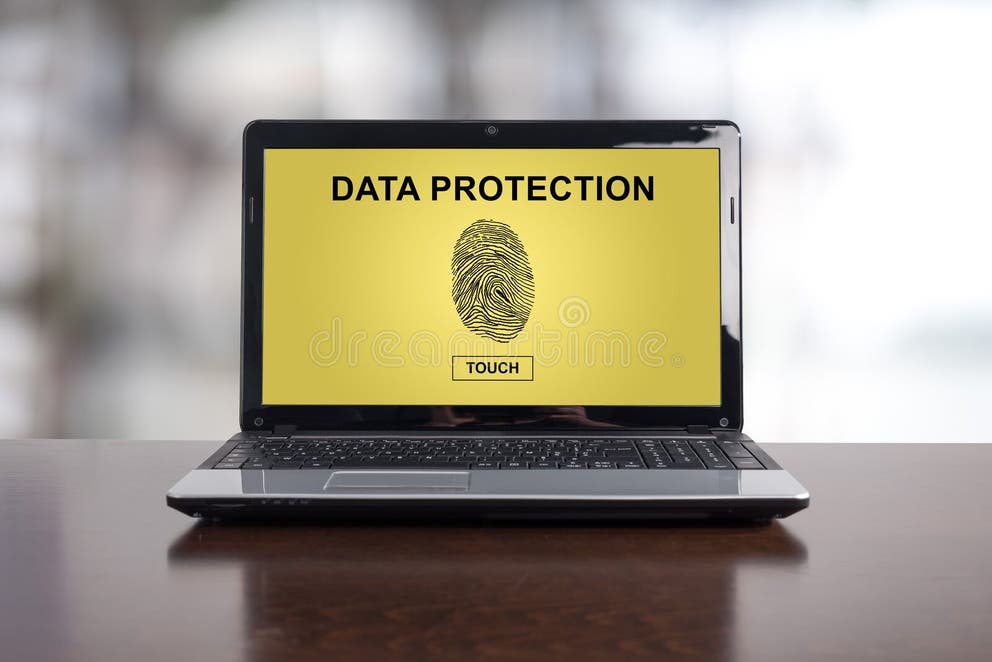 Data Protection Concept on a Laptop Stock Photo - Image of monitor ...