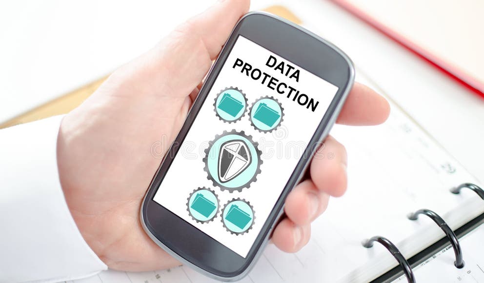 Data Protection Concept on a Smartphone Stock Image - Image of business ...