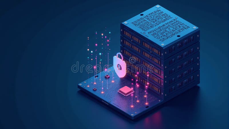 Data Protection Cube with Padlock Symbol Stock Illustration ...
