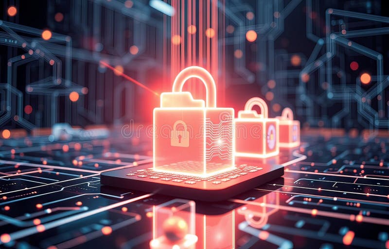 Data Protection and Cyber Security Abstract Background Stock ...