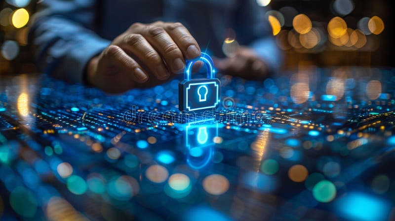 A Close-up of Hands with a Padlock Icon on the Symbol of Security. AI ...
