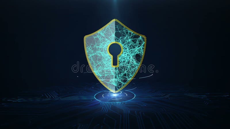 Data Protection Cyber Security Concept with Lock Icon on Printed ...