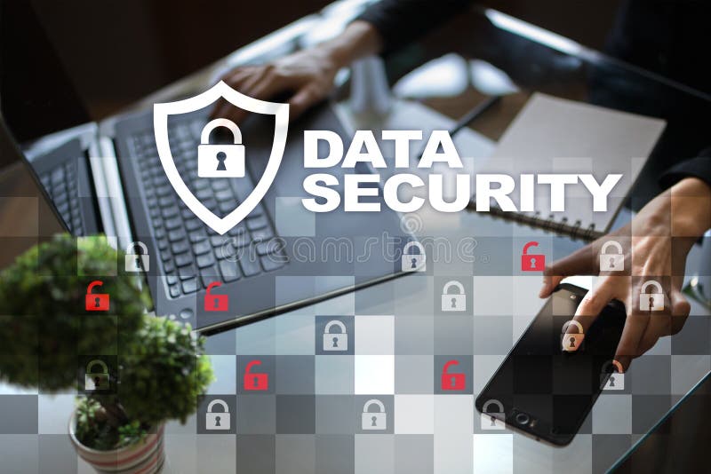 Data Protection and Cyber Security Concept on the Virtual Screen. Stock ...