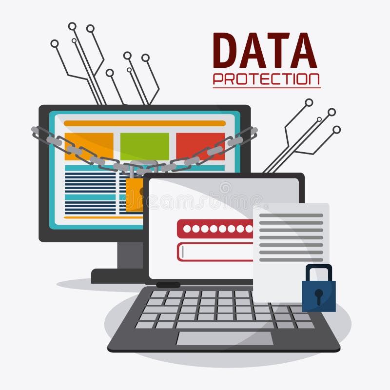 Data Protection and Cyber Security System Stock Vector - Illustration ...