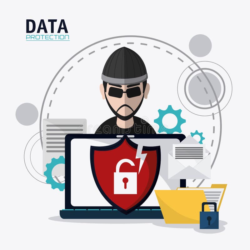 Data Protection and Cyber Security System Stock Vector - Illustration ...