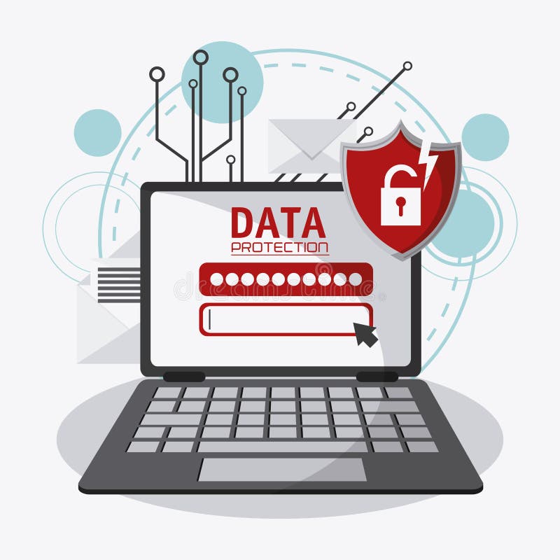 Data Protection and Cyber Security System Stock Vector - Illustration ...