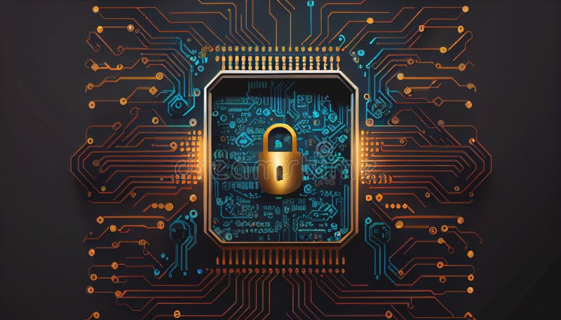 Cyber Security Protect Privacy Circuit Board Secure Shield Stock Photo ...