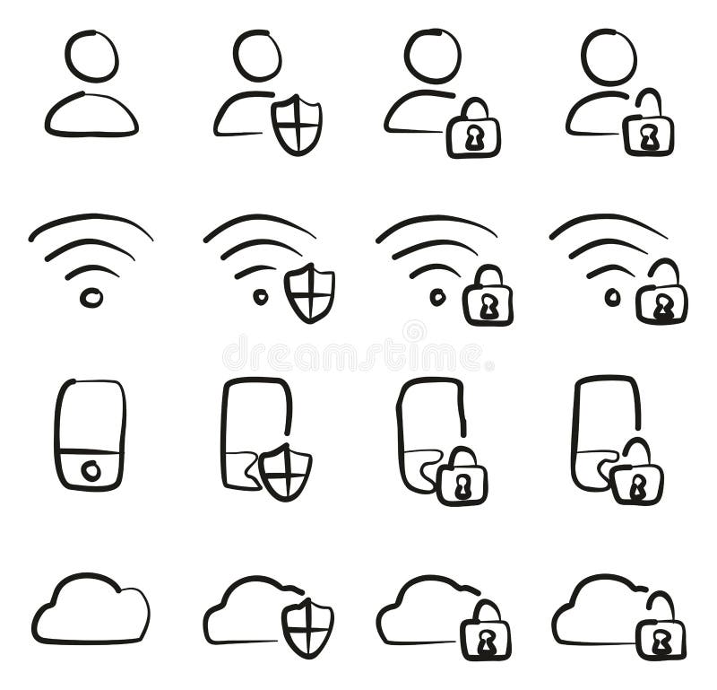 Data Protection & Data Security Icons All in One Icons Black & White ...