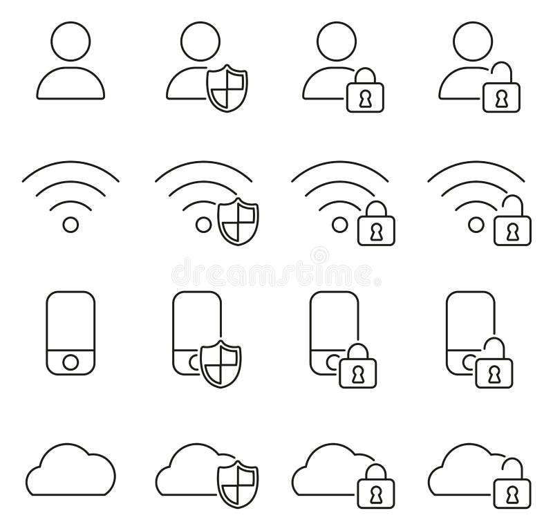 Data Protection & Data Security Icons All in One Icons Black & White ...