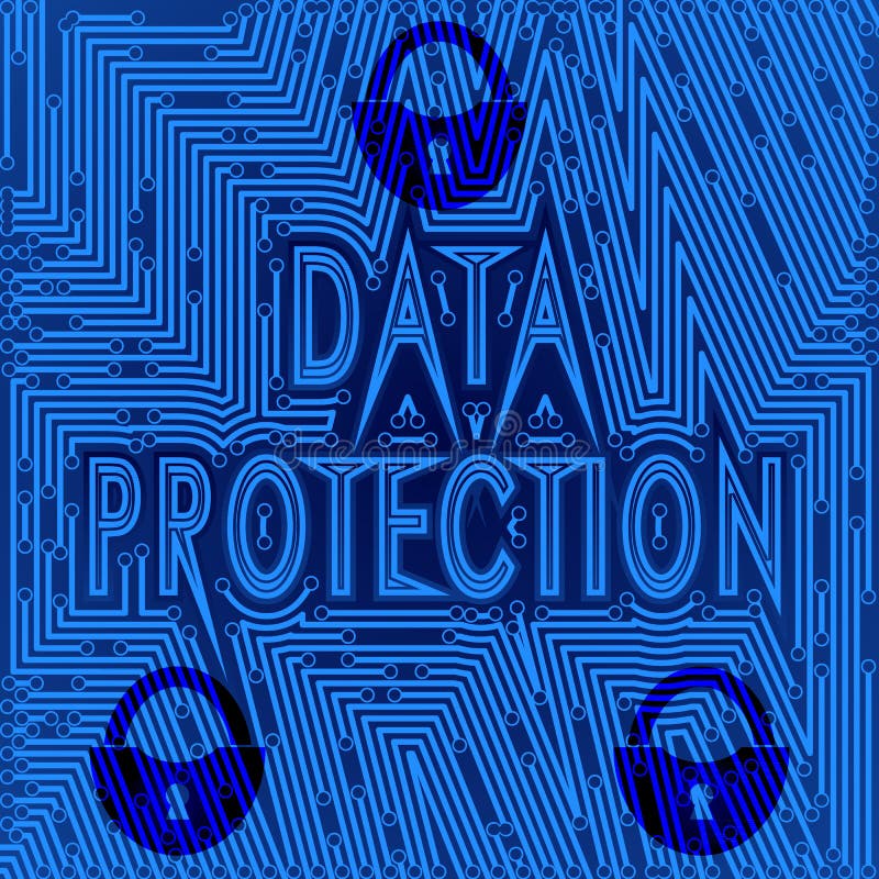 Data Protection Day Concept. Silhouette of the City Digital Data ...