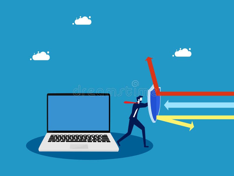 Data Protection or Encryption. Businessman Holding Shield To Protect ...