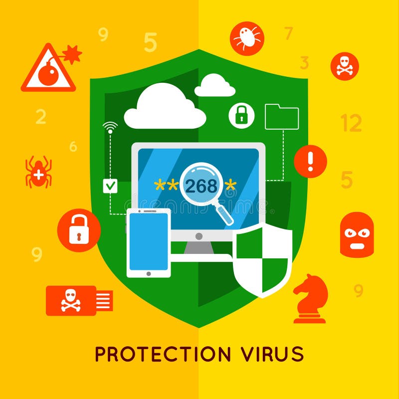 Data Protection Flat Poster Stock Vector - Illustration of background ...