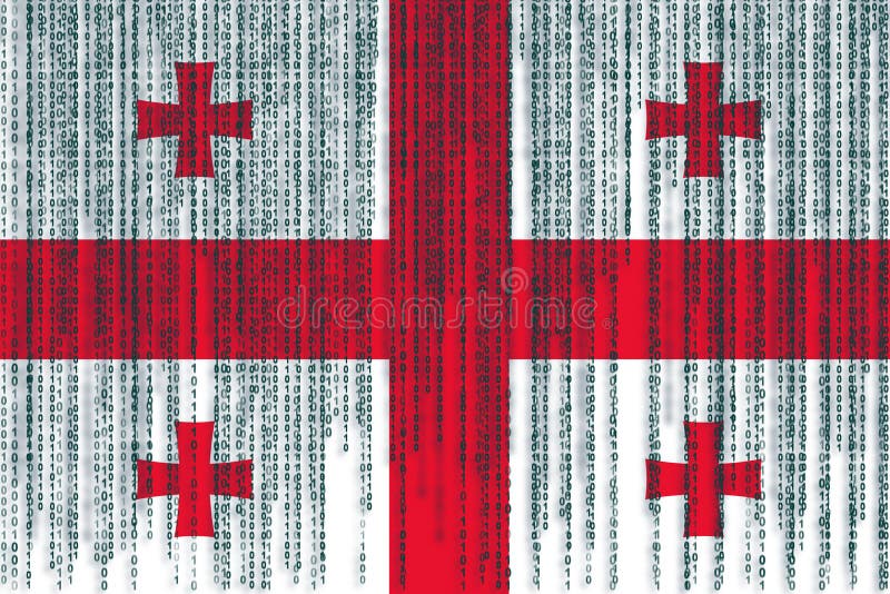 Data Protection Georgia Flag. Georgia Flag With Binary Code. Stock ...
