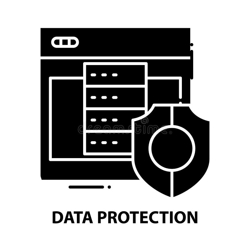 Data Protection Symbol Icon, Black Vector Sign with Editable Strokes ...