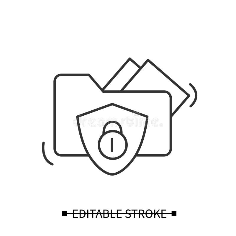 Data Protection Icon. Linear Pictogram of Private Document Folder with ...