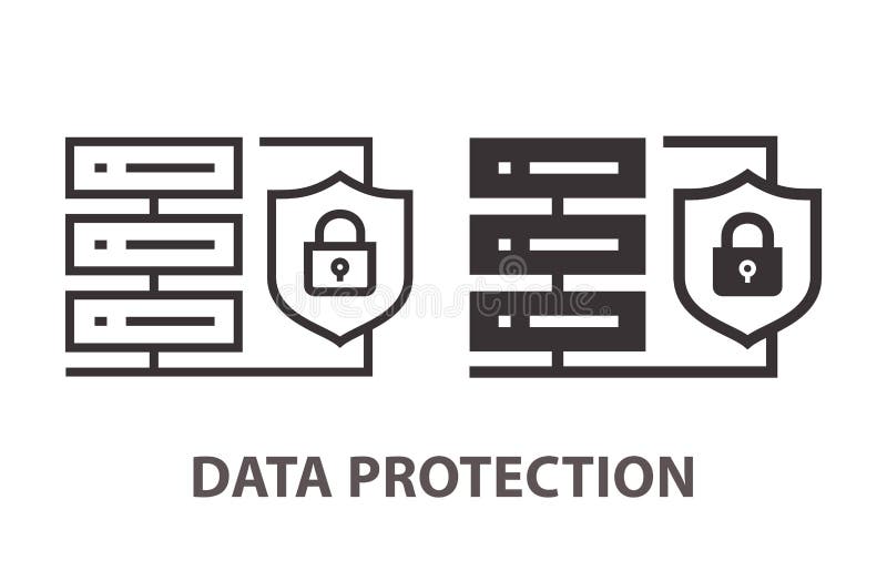 Data Protection Icon on White Background. Vector Illustration. Stock ...