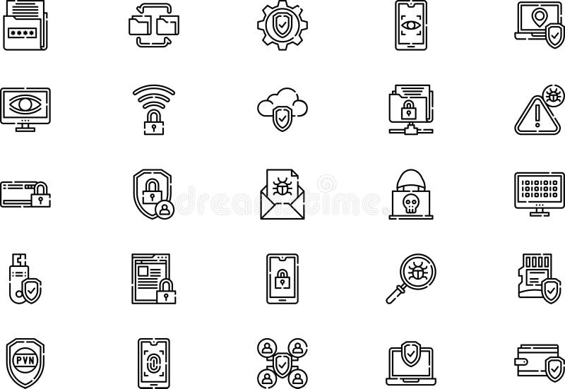 Data Protection Icons Collection is a Vector Illustration with Editable ...