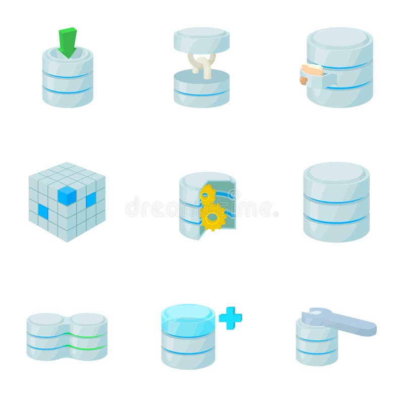 Data Protection Icons Set, Cartoon Style Stock Vector - Illustration of ...